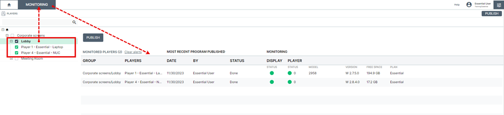 How to access the Monitoring window